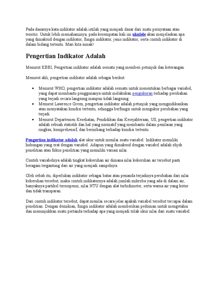 Pengertian Indikator | PDF