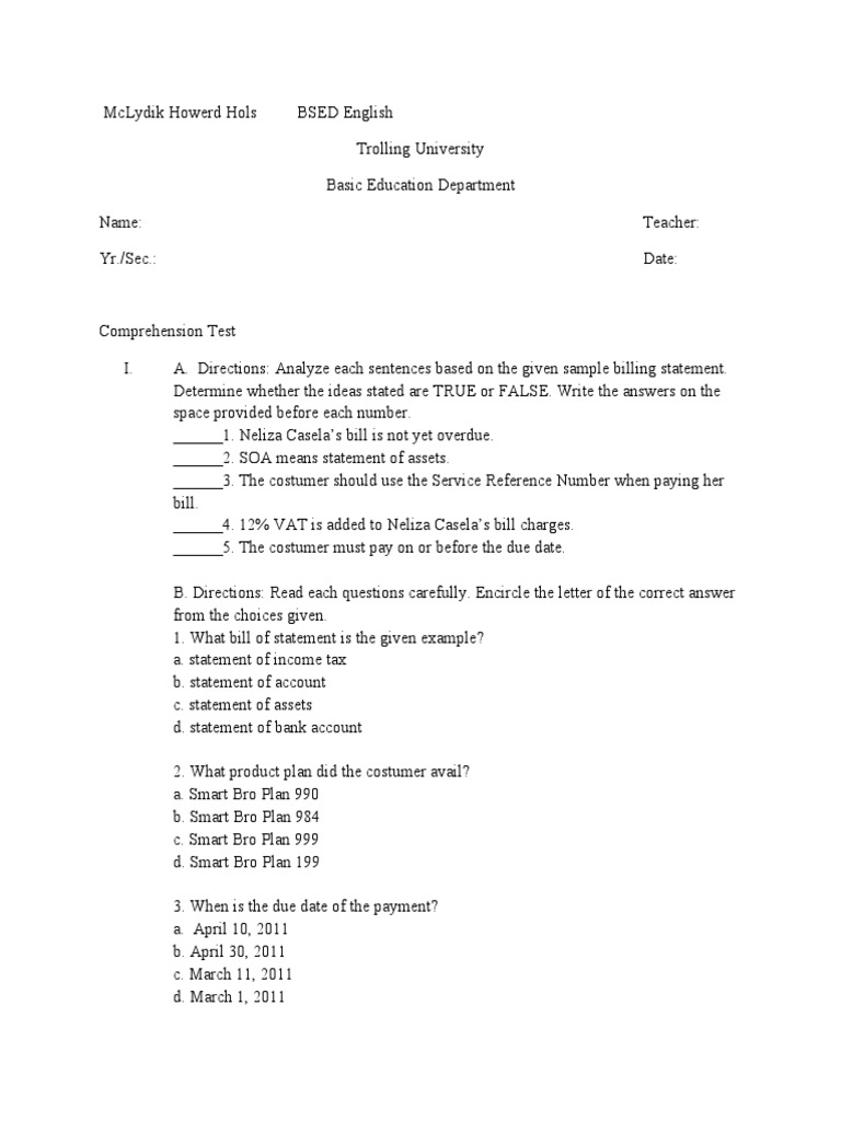 Comprehension and Grammar Test Guide | PDF | Animation