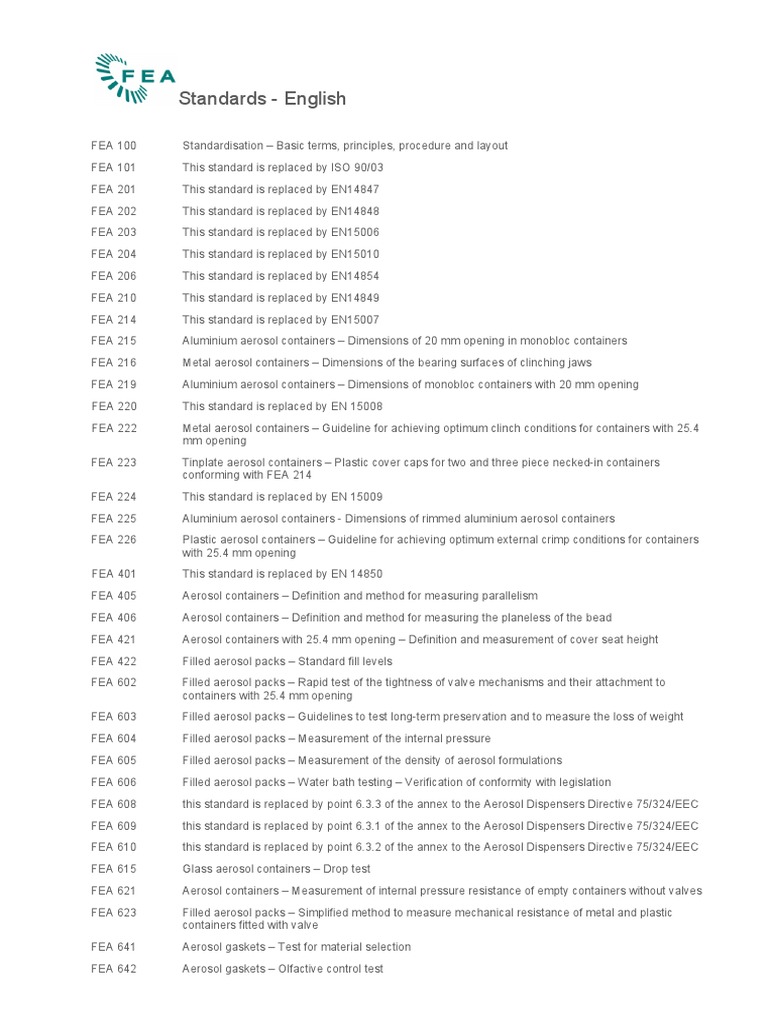FEA Standards 2021 | PDF | Standardization | Valve