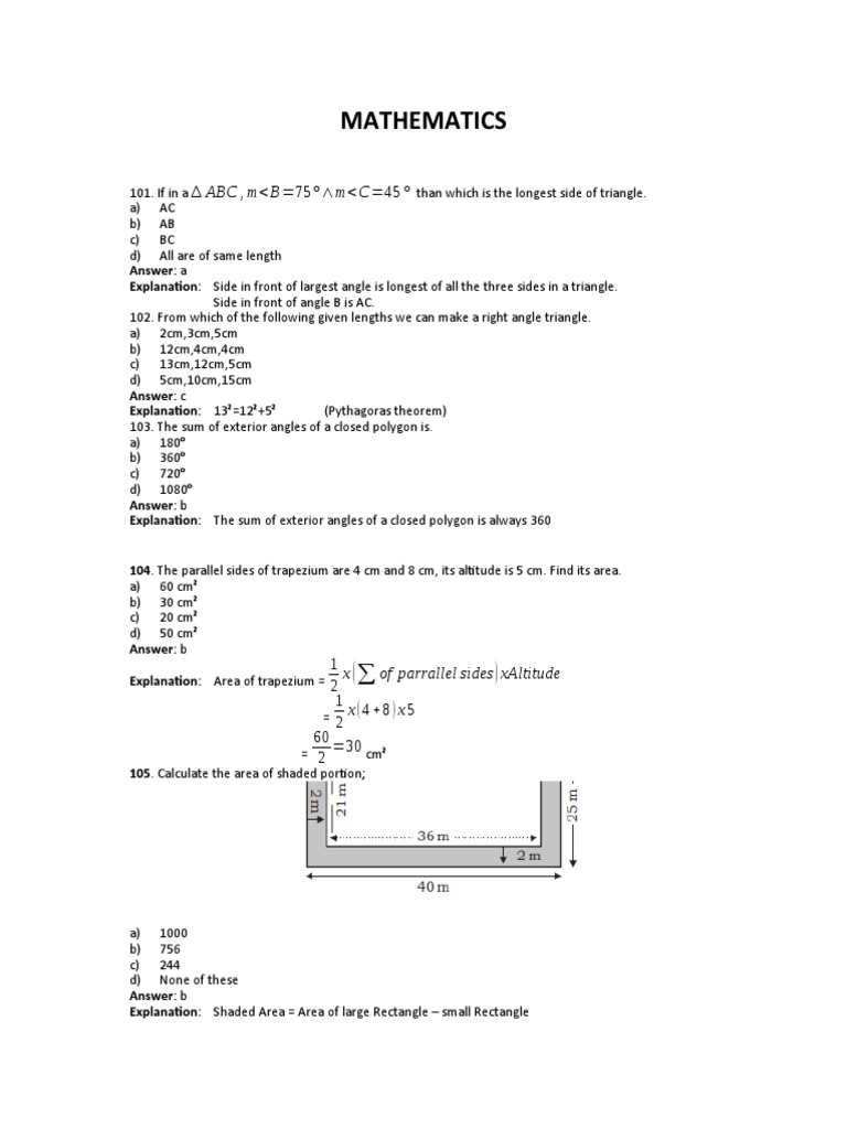 Mathematics Study Material For PST JEST | PDF | Numbers | Area