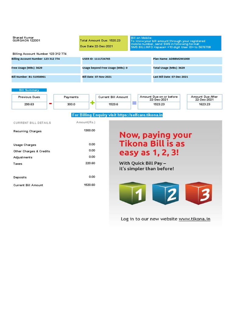 For Billing Enquiry Visit Https://selfcare - Tikona.in | PDF