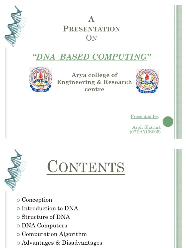 Dna Based Computing Pdf Biotechnology Biochemistry