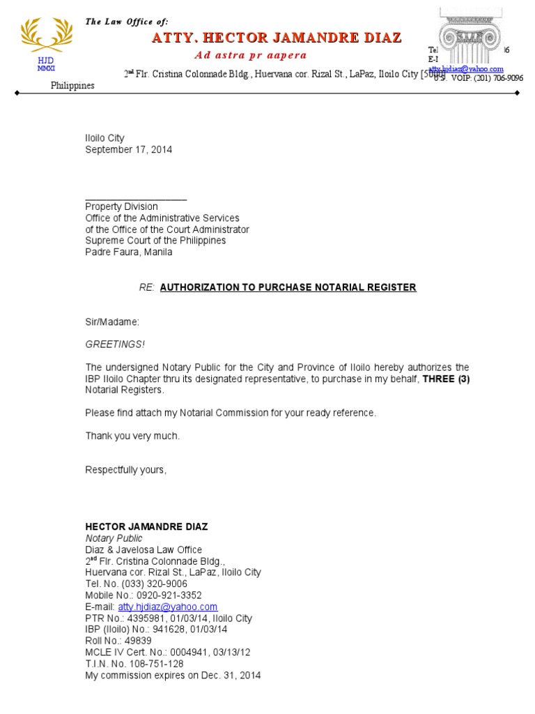 Authorization to Purchase Notarial Registers | PDF