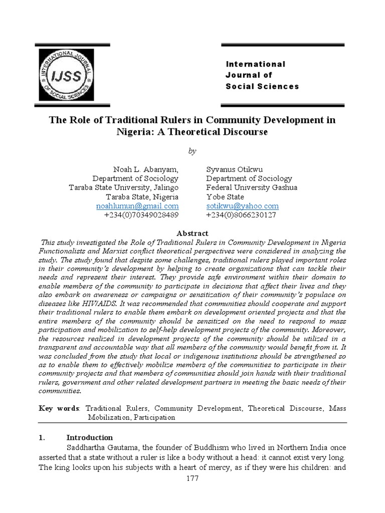Roles of Traditional Rulers in Nigeria | PDF | Community | Sociology