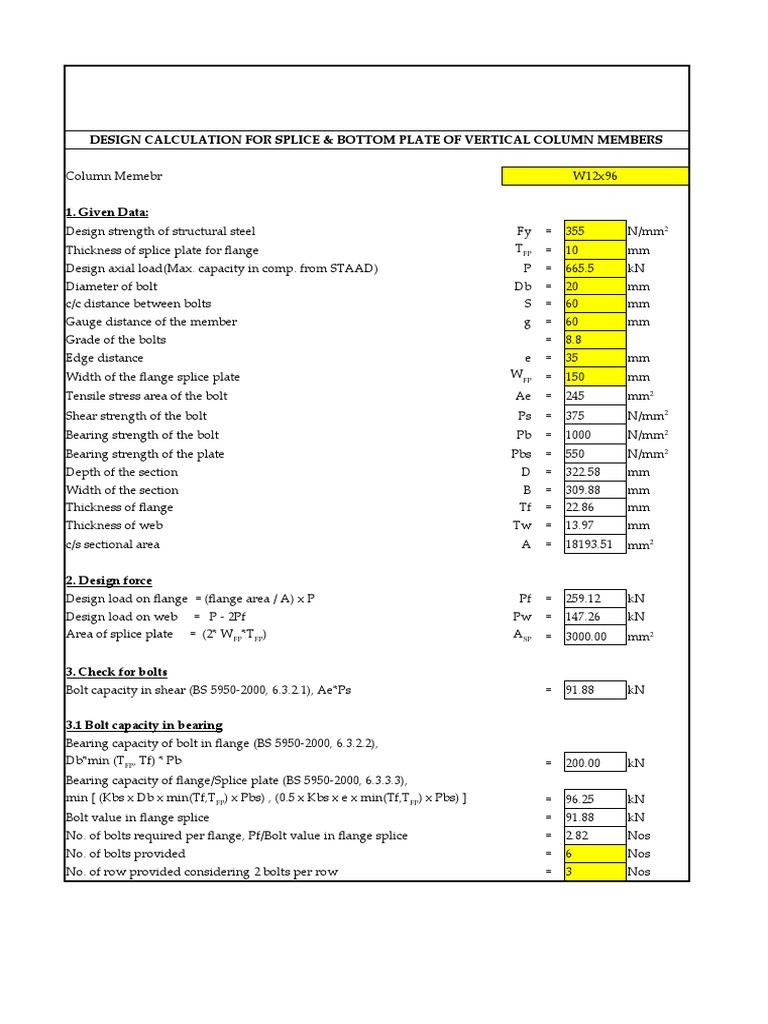 Design of Splice Connection and Base Plate for Vertical Steel Column ...