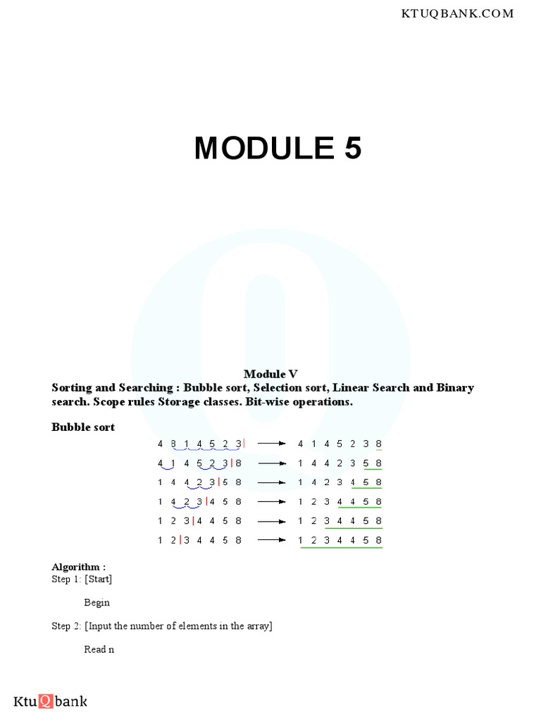 Ktuqbankcom Module V Sorting And Searching Algorithms Pdf Variable Computer Science 5840
