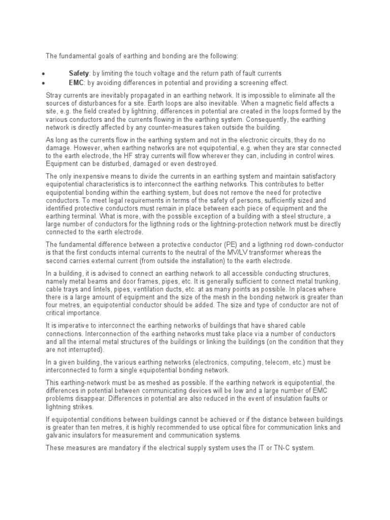 Earthing and Bonding: Safety & EMC Solutions | PDF | Electric Current ...