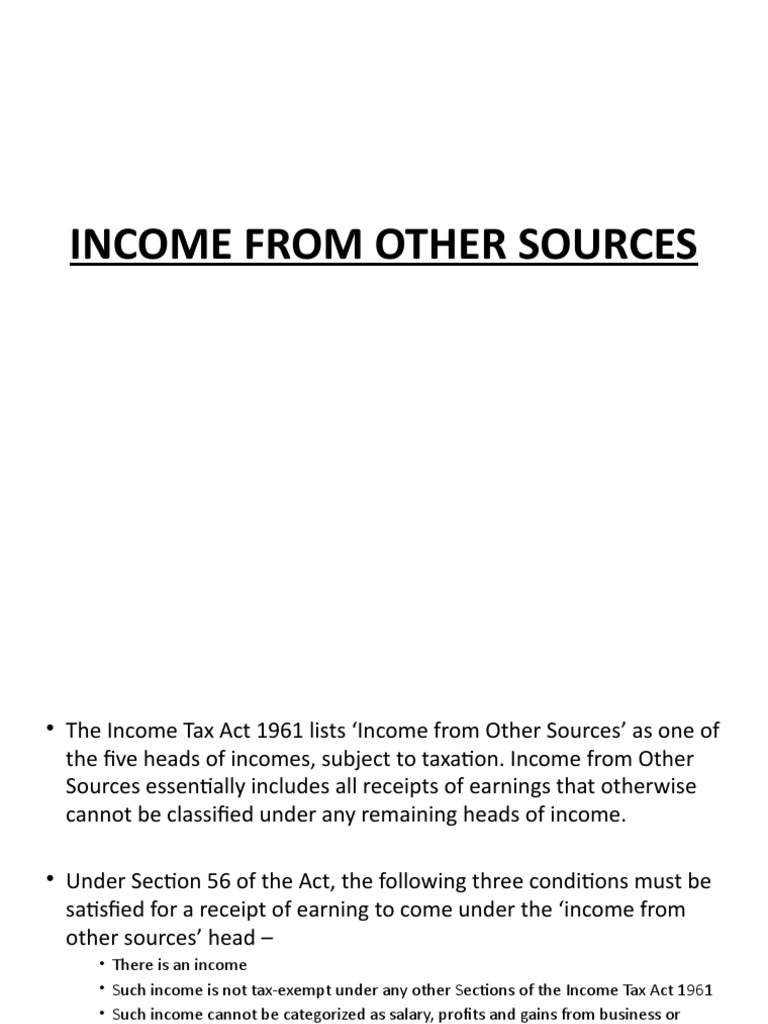 Tax Guide: Income from Other Sources | PDF | Expense | Dividend