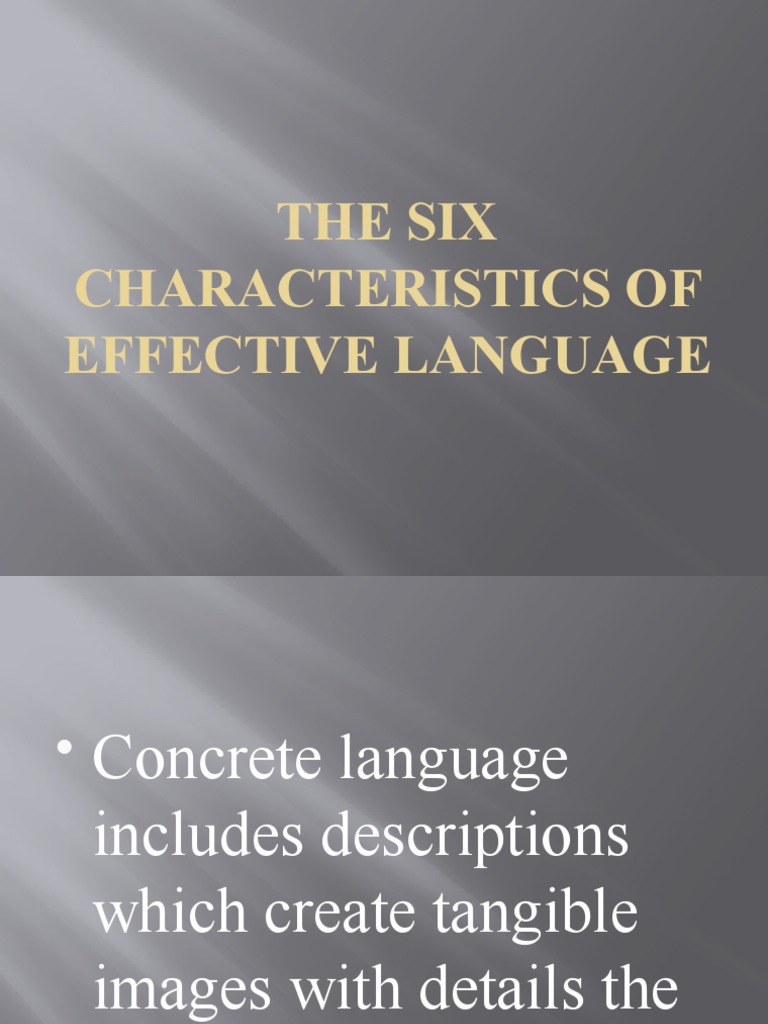 Six Characteristics of Effective Language | PDF