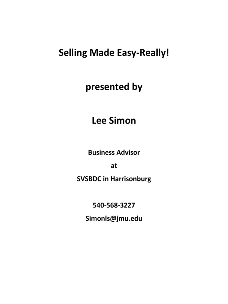 Selling Made Easy Handouts | PDF | Sales | Body Language