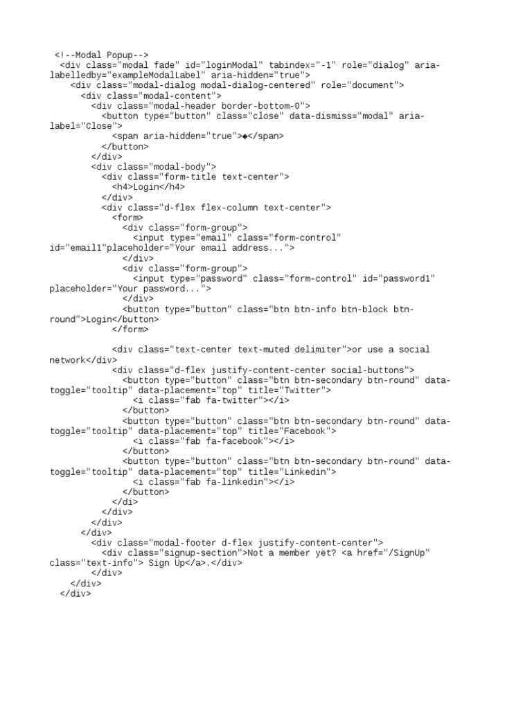 Modal Login Code | PDF
