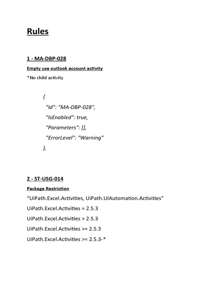 Rules: 1 - MA-DBP-028 | PDF | Parameter (Computer Programming) | Microsoft Excel
