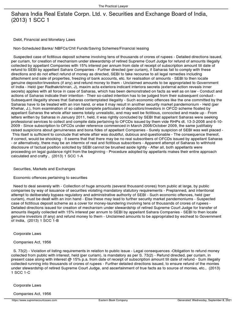 Sahara V Sebi 2013 001 | PDF | Securities (Finance) | Burden Of Proof (Law)