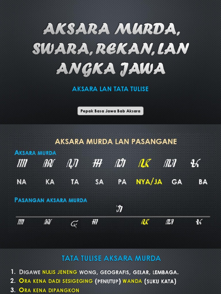 Aksara Murda, Swara, Rekan, Lan Angka Jawa | PDF