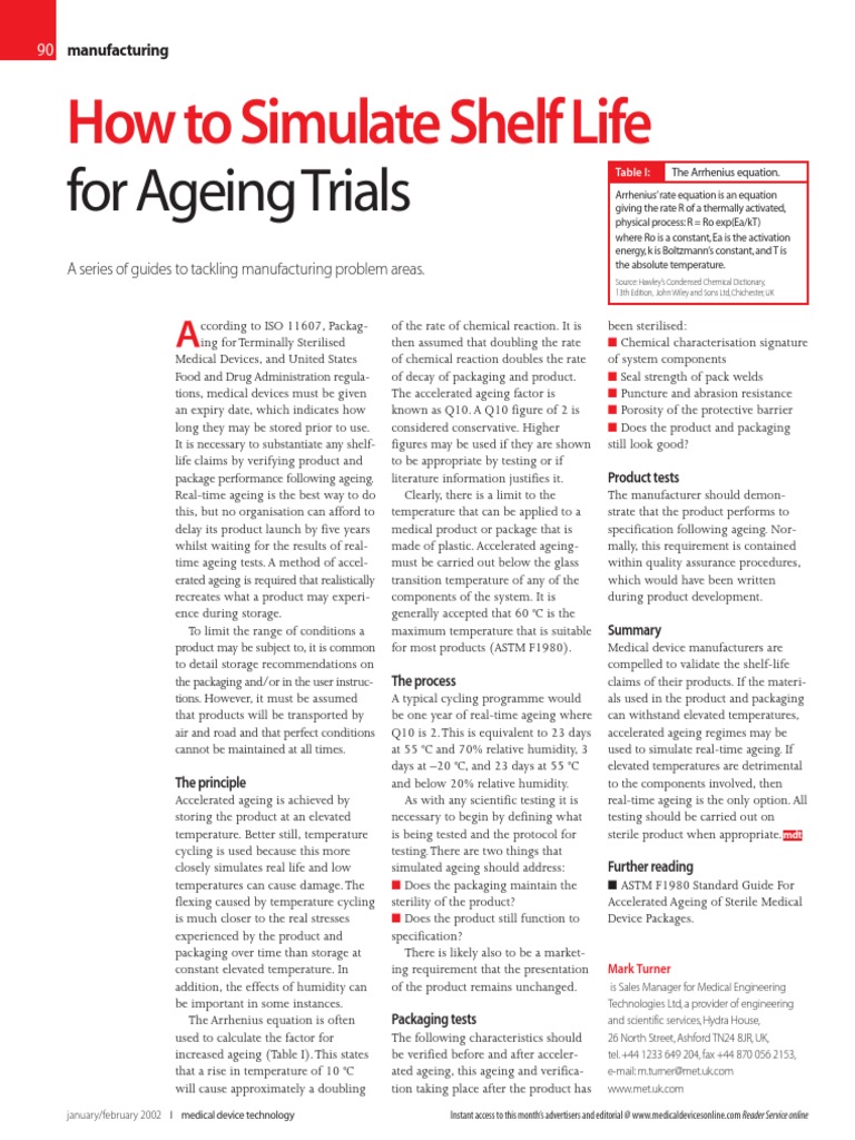 How To Simulate Shelf Life For Aging Trials | PDF | Shelf Life ...