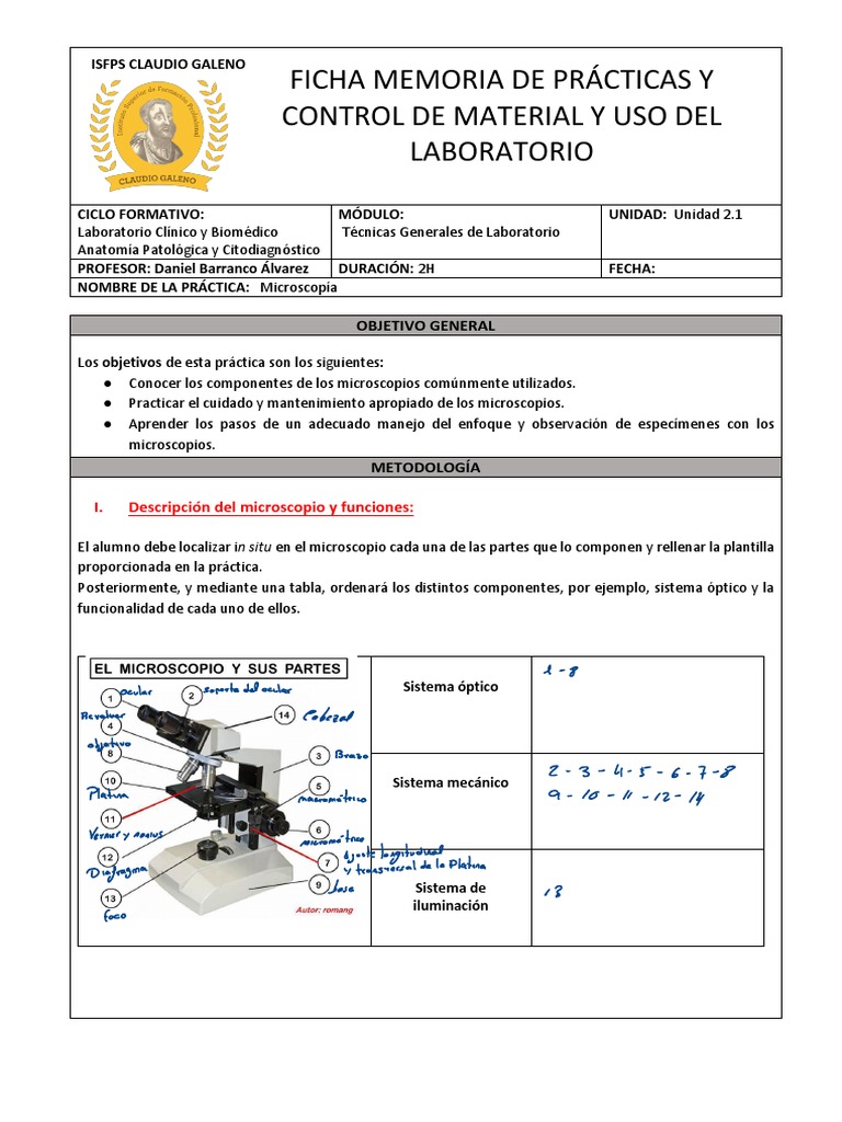 Práctica 4 de Micros | PDF | Laboratorios | Microscopio