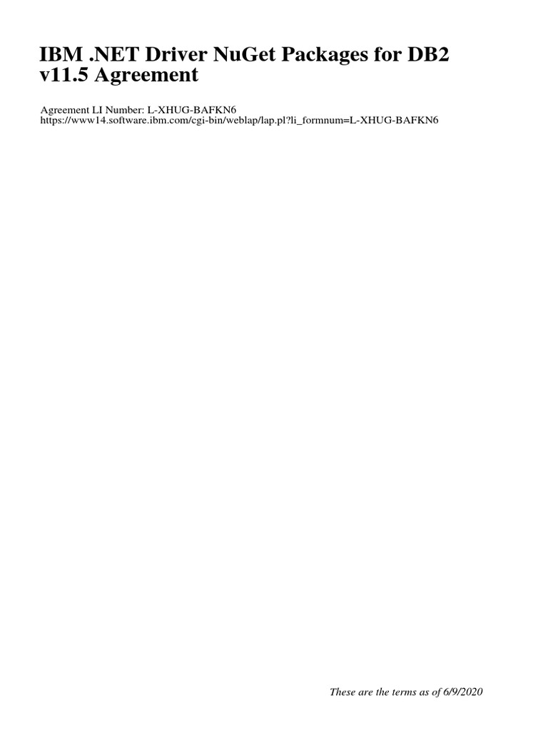 IBM .NET Driver NuGet Packages For DB2 v11.5 Agreement | PDF | Computers