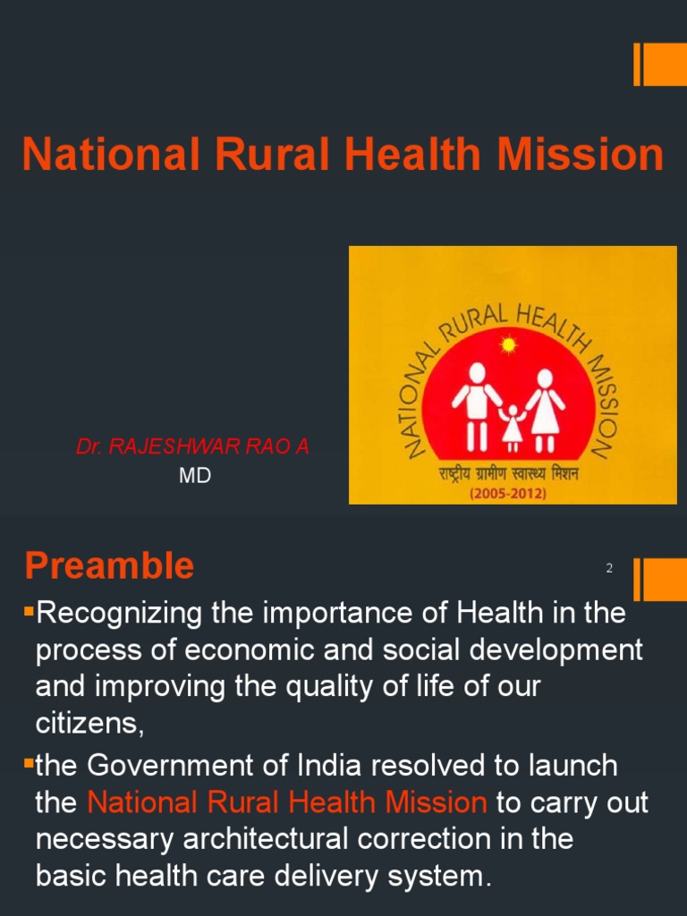 National Rural Health Mission: Dr. Rajeshwar Rao A | PDF | Public ...