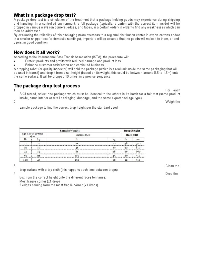 Package Drop and Vibration Testing Standards | PDF | Packaging And Labeling