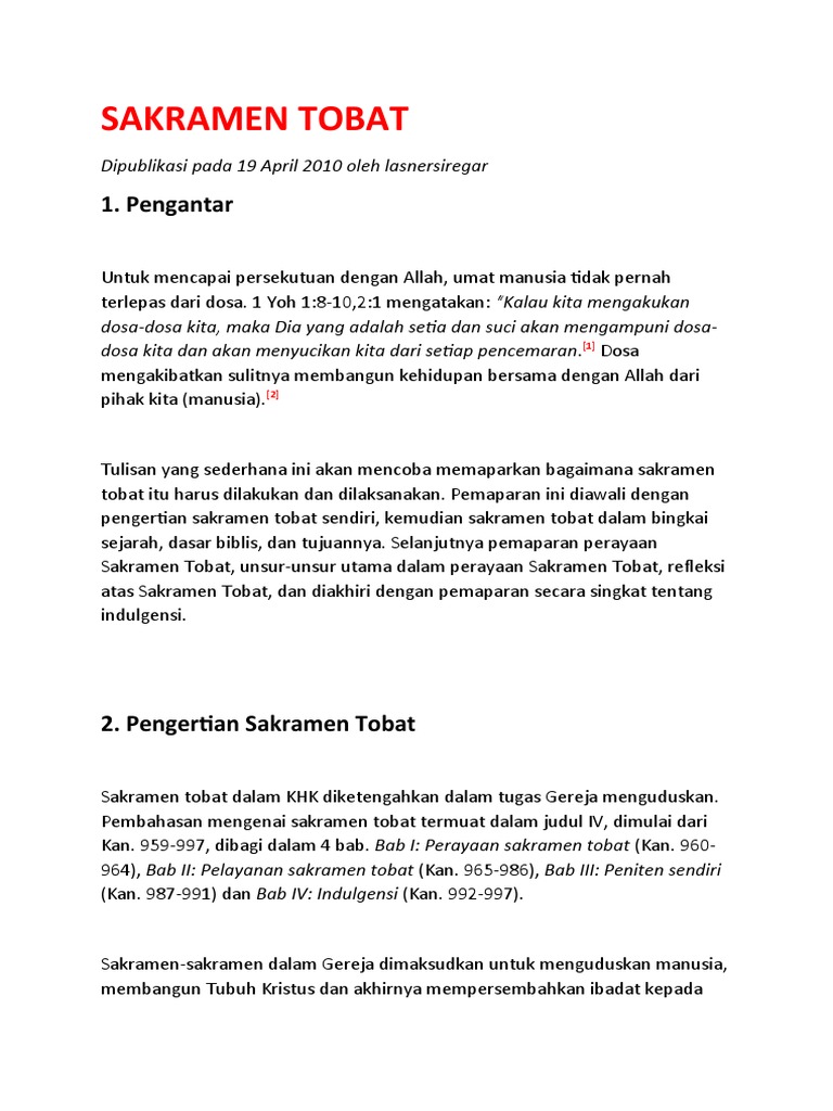 Sakramen Tobat | PDF | Agama & Spiritualitas