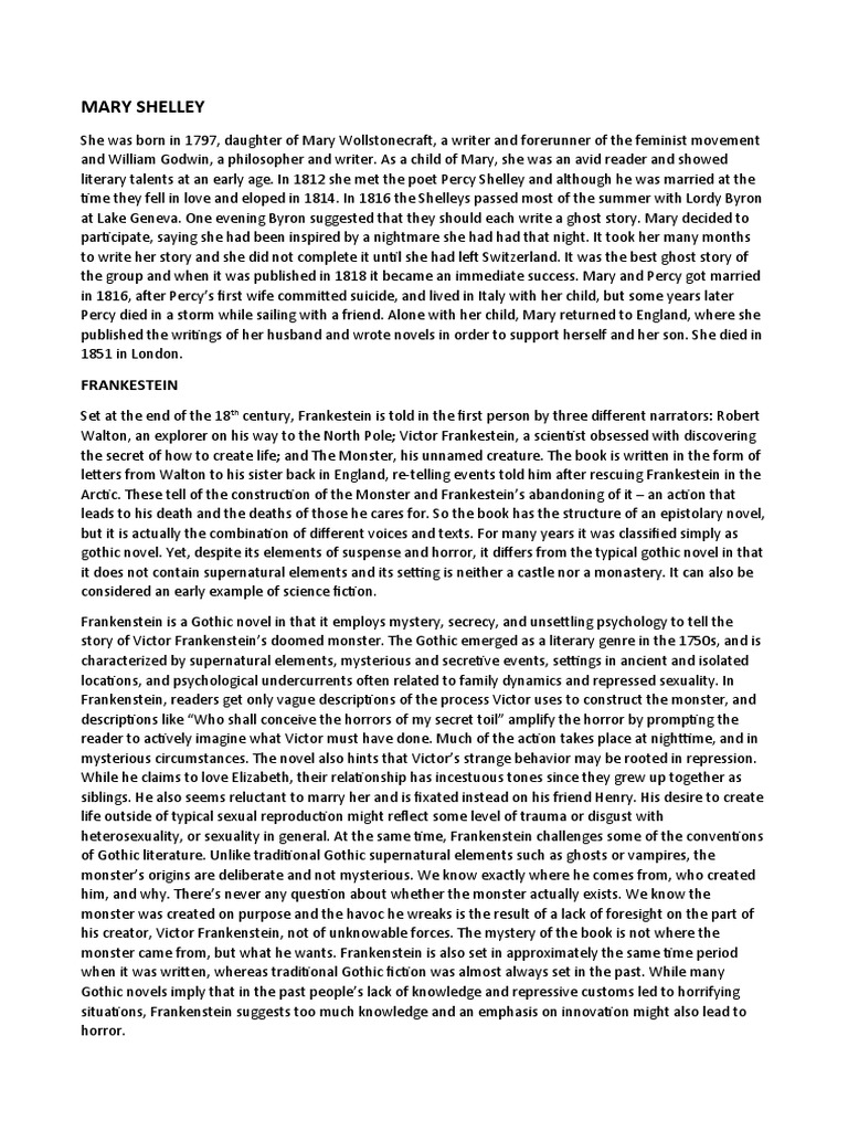 Mary Shelley, Frankestein | PDF | Frankenstein | Gothic Fiction