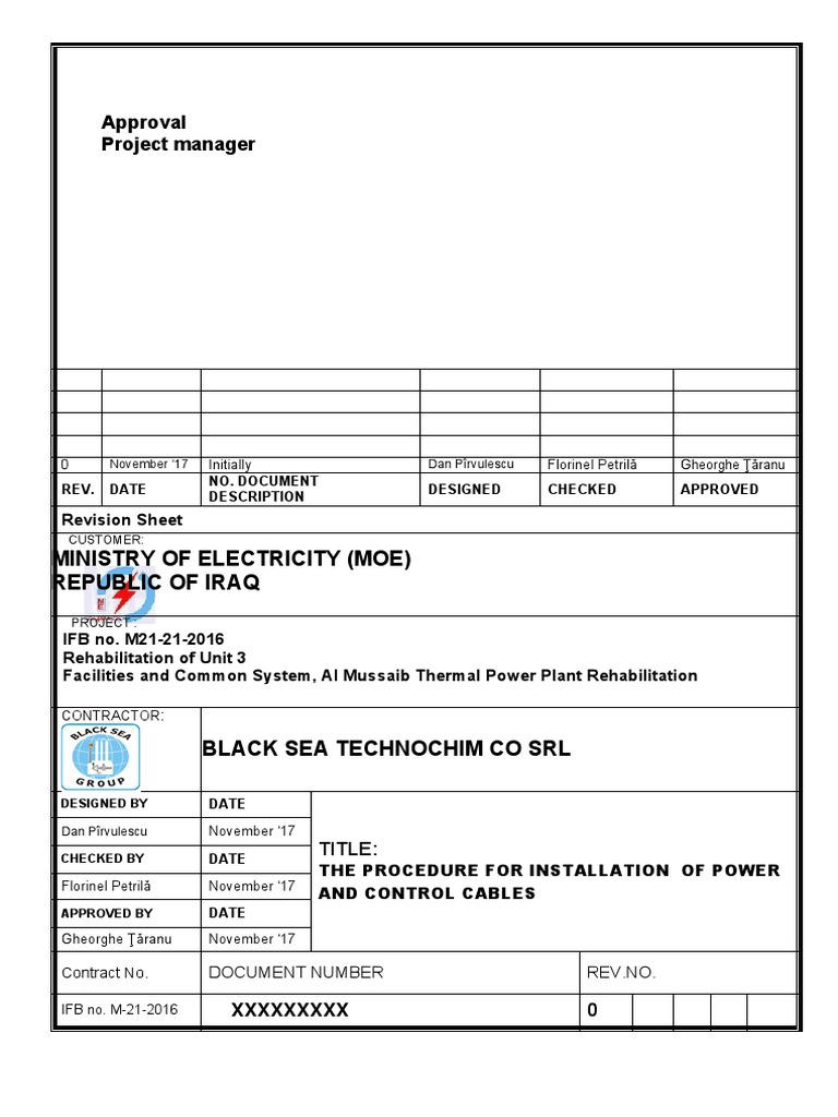 Approval Project Manager: Ministry of Electricity (Moe) Republic of ...