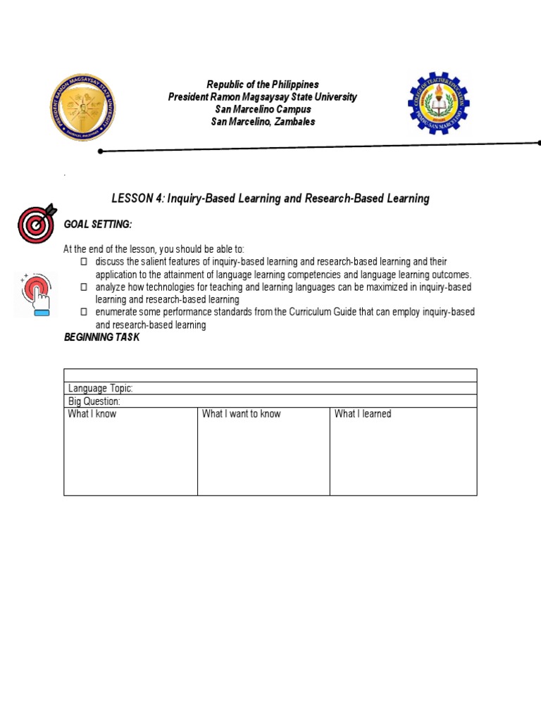 Lesson 4 Integrating Active Learning Approaches In Language Learning Pdf Inquiry Based