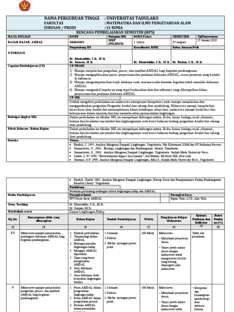 RPS Dasar Dasar AMDAL | PDF