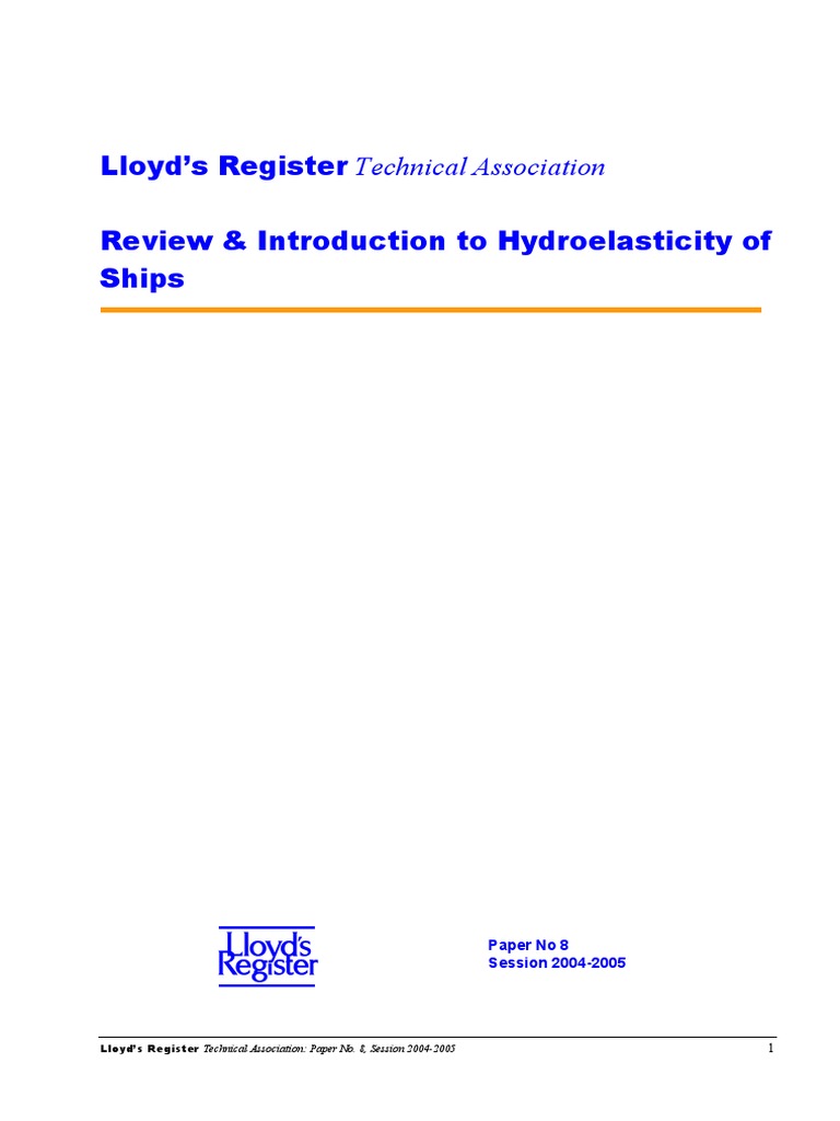 Introduction To Hydroelasticity of Ships | PDF | Bending | Force