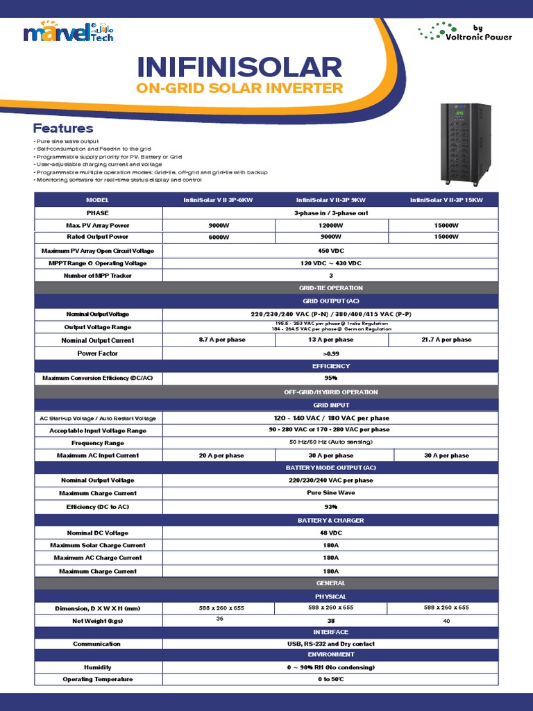 InfiniSolar V II-3P-6KW-9KW-15KW | PDF | Electrical Engineering ...