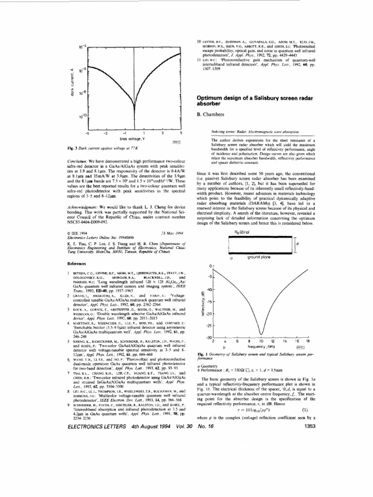 1994-Optimum Design of A Salisbury Screen Radar | PDF | Permittivity ...