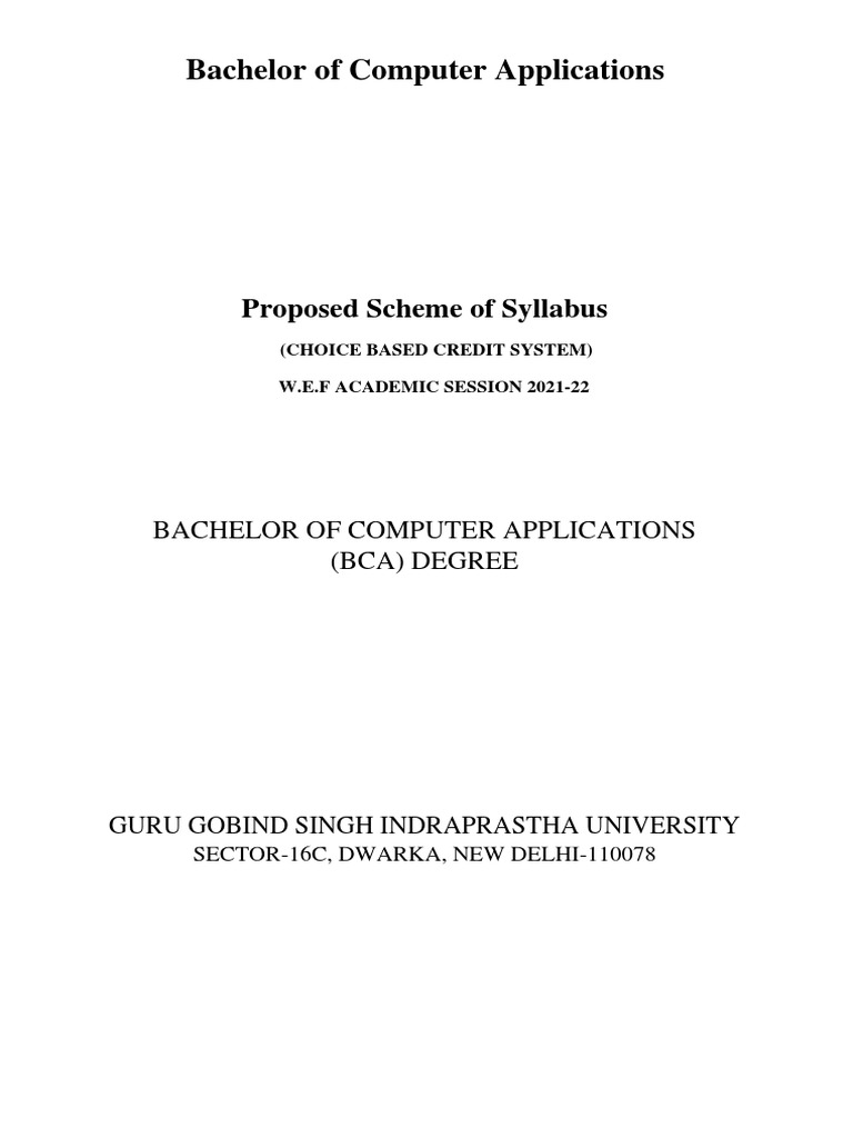 Bachelor of Computer Applications: Proposed Scheme of Syllabus | PDF ...