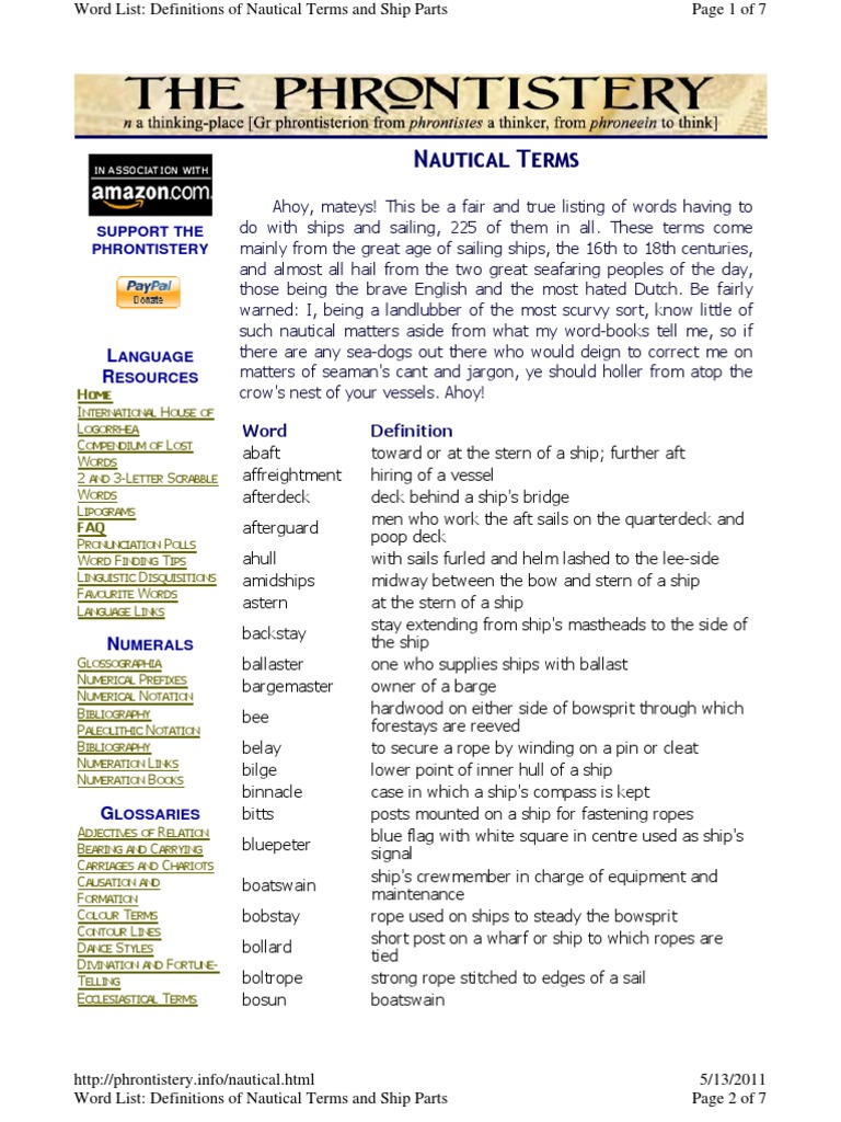 Nautical Terms | PDF | Mast (Sailing) | Sail