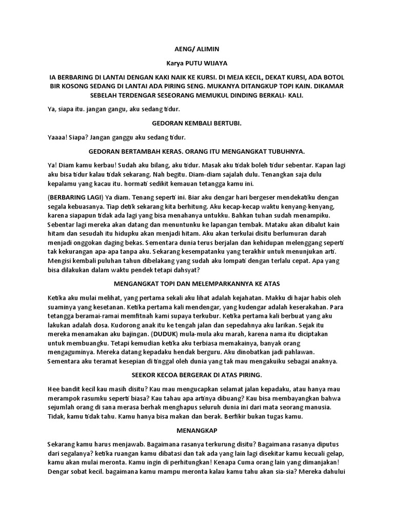 Aeng Atau Alimin - Naskah Monolog | PDF