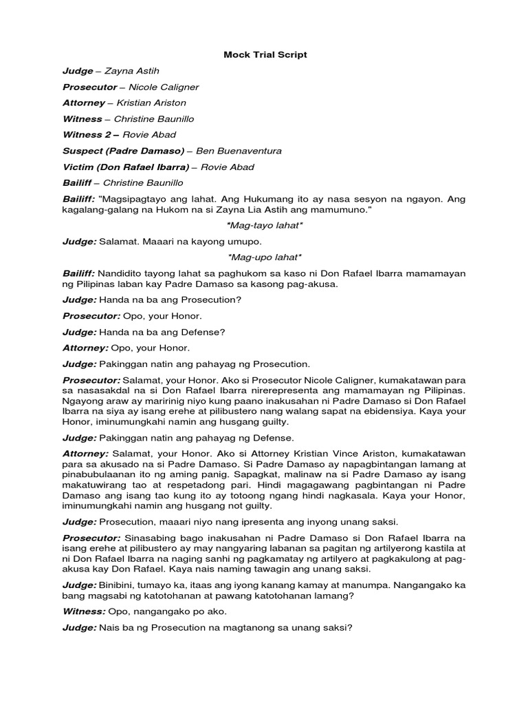 Mock Trial Script | PDF