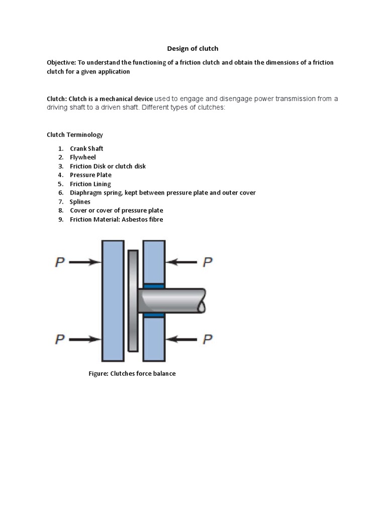 Design of A Clutch | PDF | Clutch | Friction