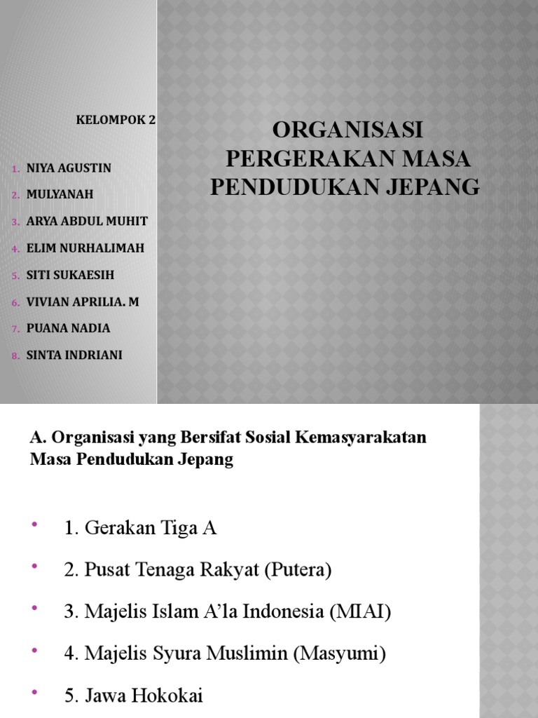 Organisasi Pergerakan Masa Pendudukan Jepang | PDF