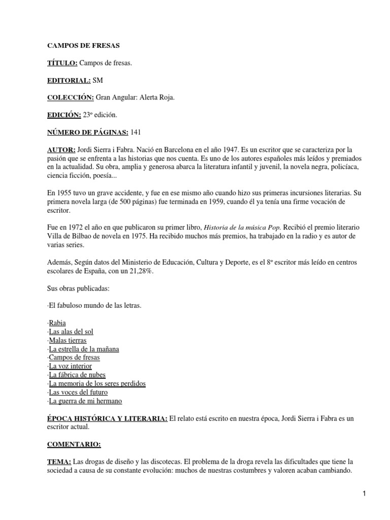 Campos de Fresas Titulo Editorial Coleccion - Compress | PDF | Novelas