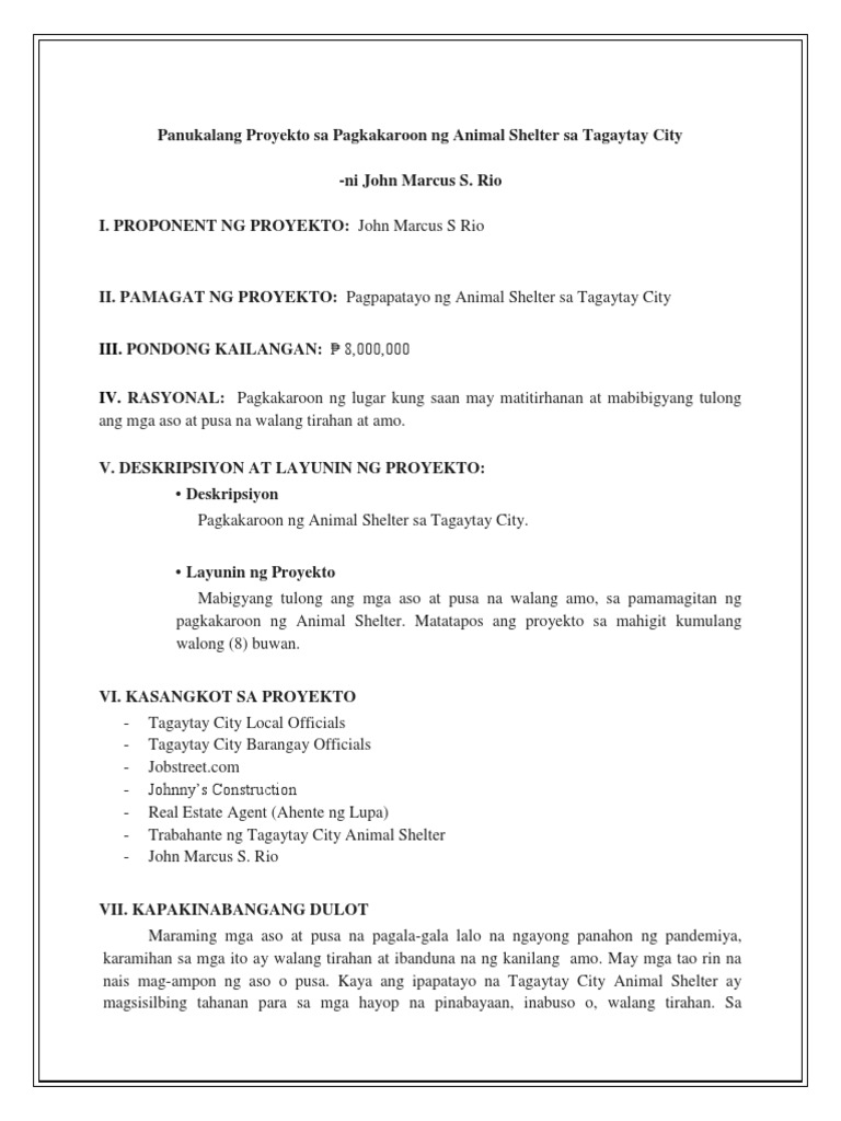 Halimbawa NG Panukalang Proyekto | PDF