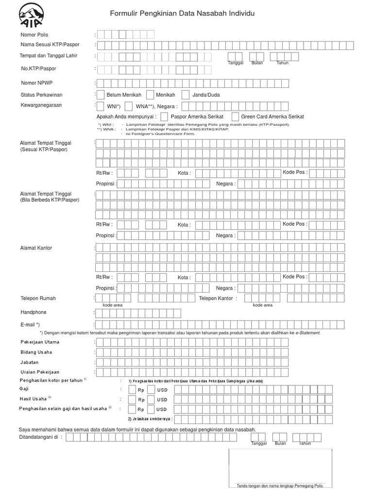 Form Pengkinian Data | PDF