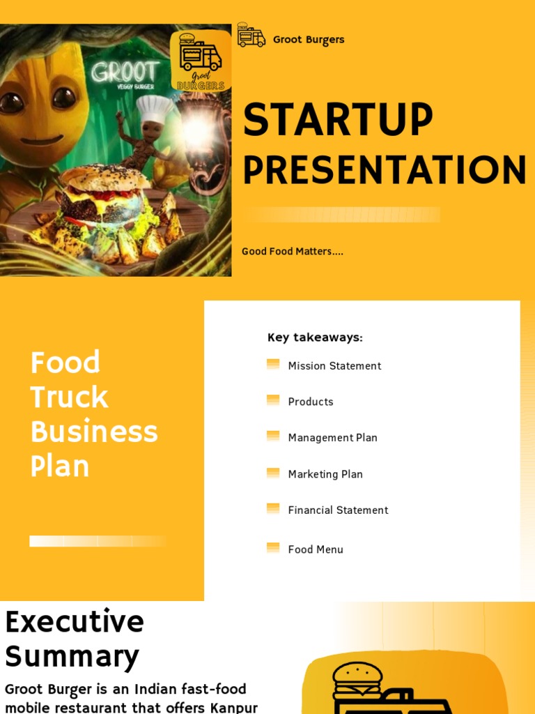 Groot Burger Food Truck Business Plan | PDF | Hamburgers | Menu