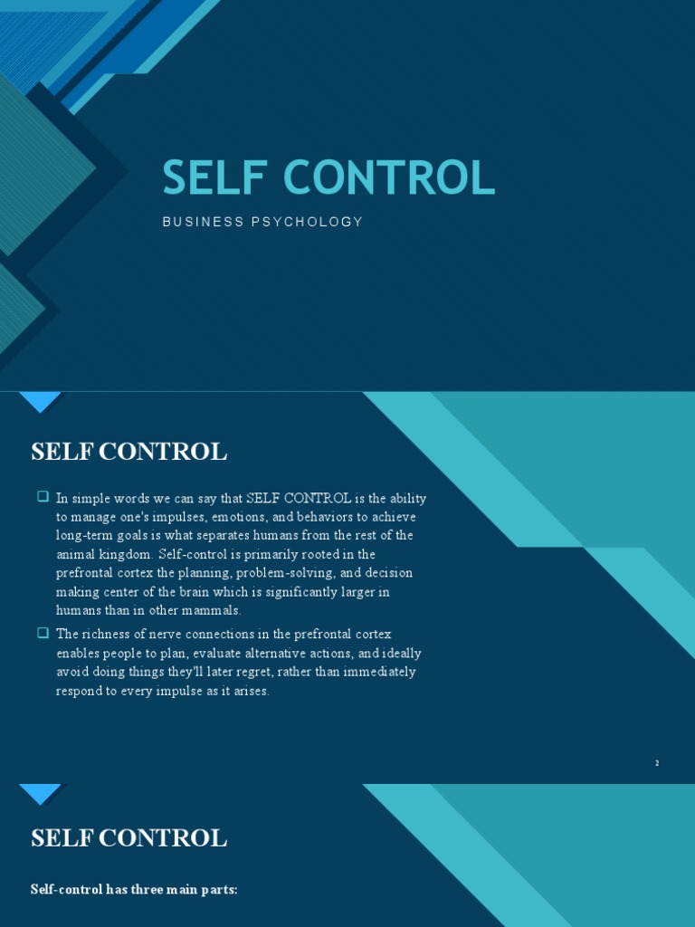 Self Control: Click To Edit Master Title Style | PDF | Self-Management ...