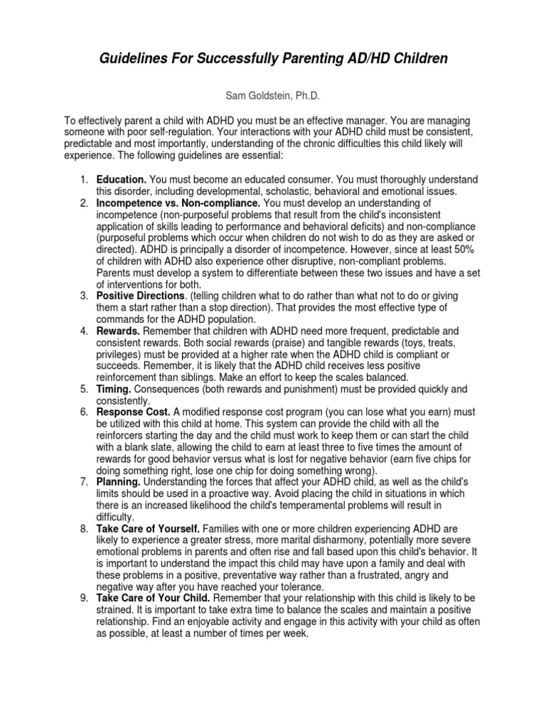 Guidelines For Successfully Parenting ADHD Children | PDF | Attention ...
