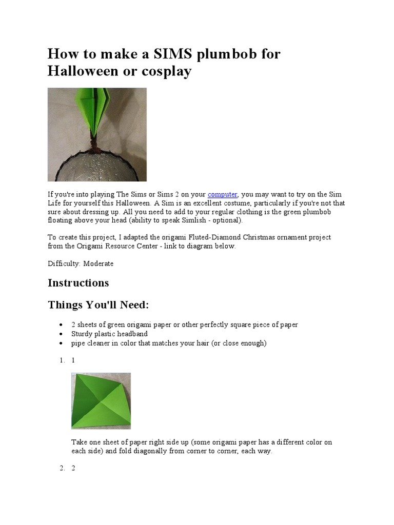 How To Make A SIMS Plumbob | PDF | Origami | Wire