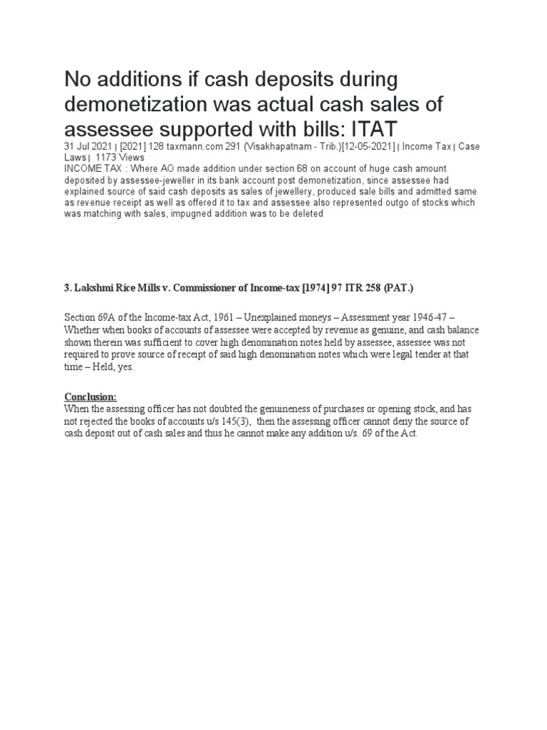 Demonetization Case Laws | PDF