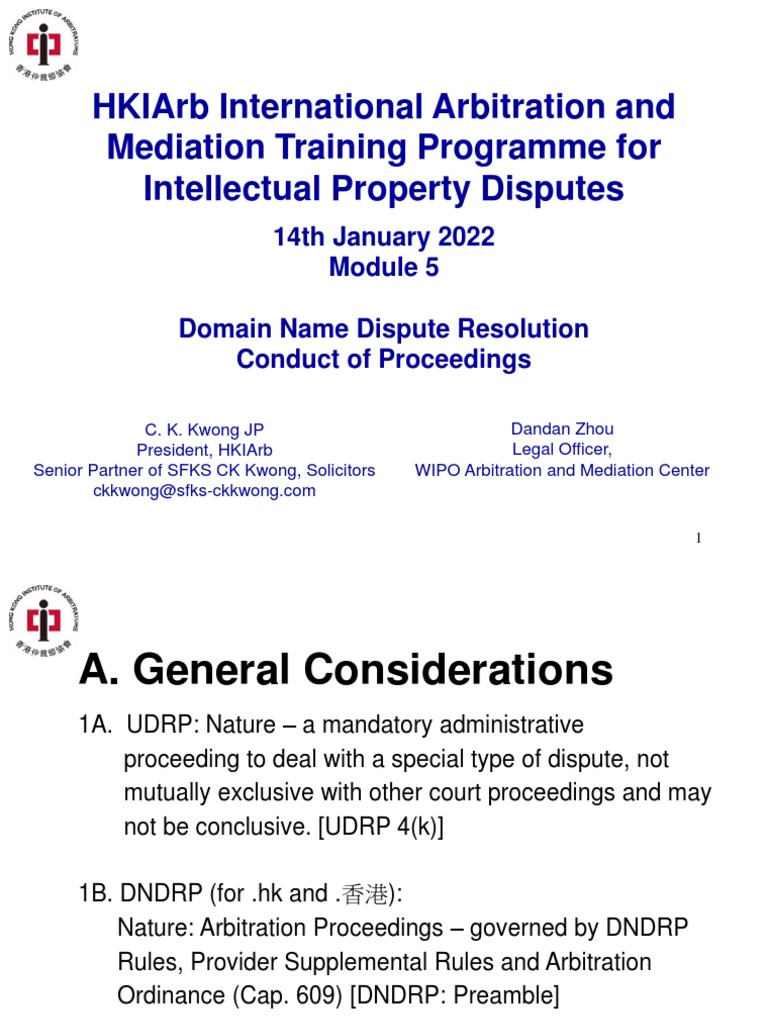 8 Module 5 Domain Name Dispute Resolution Conduct of Proceedings | PDF ...