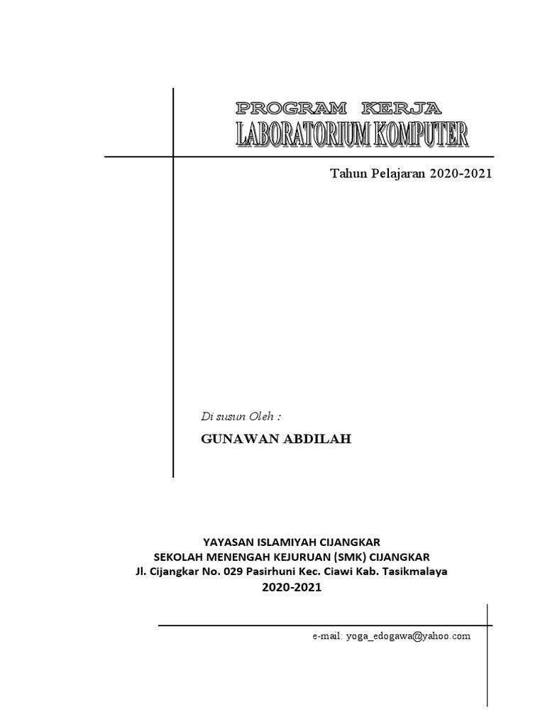 Dokumen - Tips - Program Kerja Ka Bengkel TKJ SMKN 1 Dompu 2015 | PDF