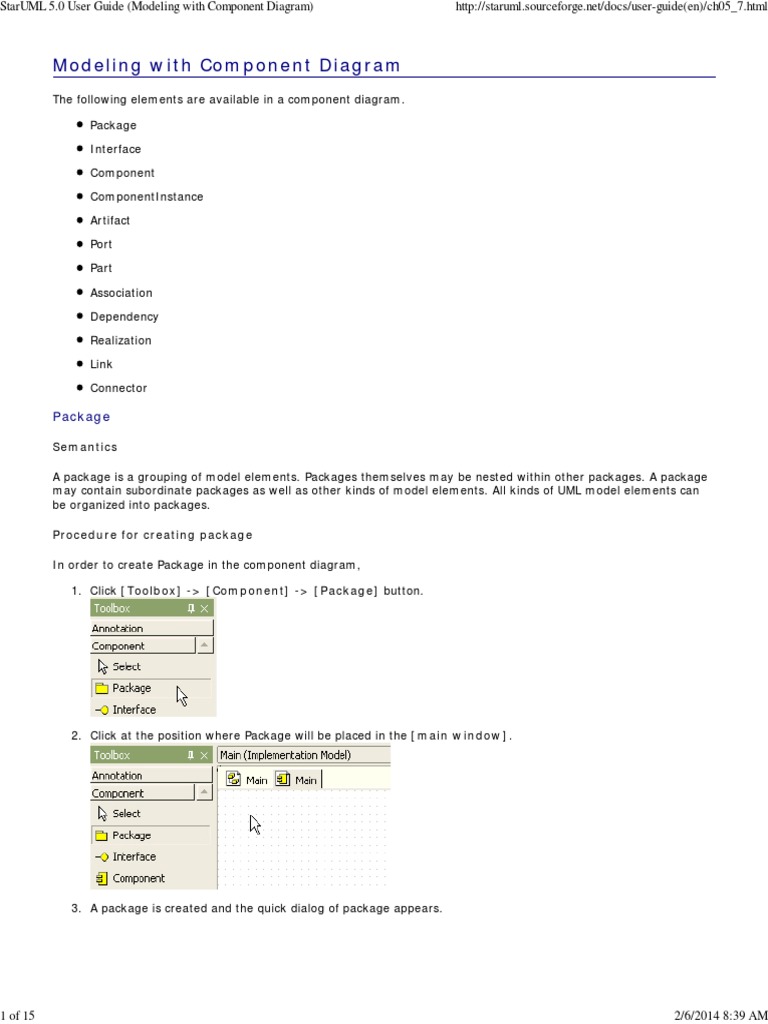 Modeling With Component Diagram: Package | PDF | Button (Computing) | Graphical User Interfaces