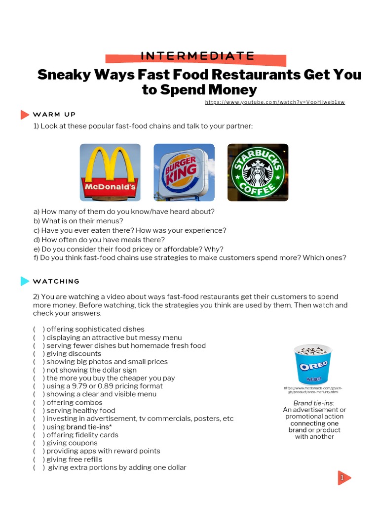 Sneaky Ways Fast Food Restaurants Get You To Spend Money: Intermediate ...