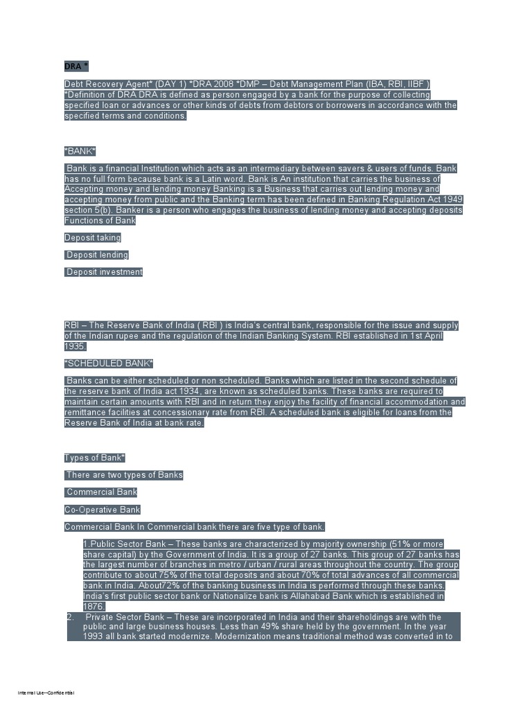 DRA Training | PDF | Banks | Reserve Bank Of India